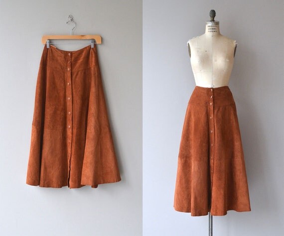 Jupe daim Sedona jupe en cuir Vintage 70 s jupe de midi