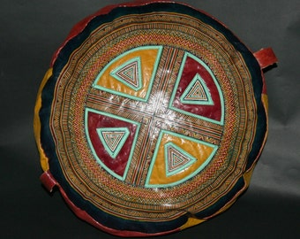 African Kuba Bench/Coffee Table/Ottoman With Vintage Kuba