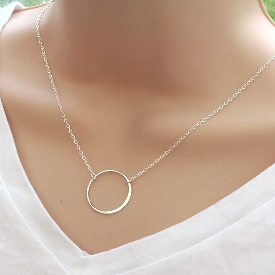 Silver Circle Necklace Karma Necklace Eternity Circle
