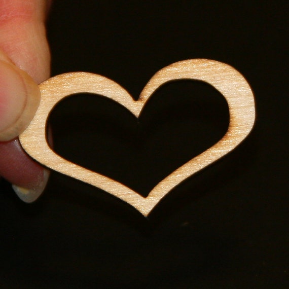 Unfinished Wood Heart Open 1-1/2 wide by 1 inch tall 1/8