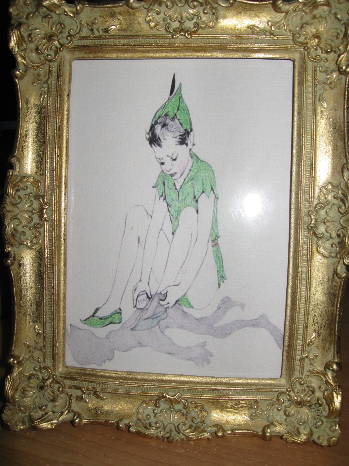 Vintage Peter Pan Framed Illustration