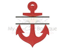 Split Anchor Embroidery Design - 10 Sizes - Instant Download