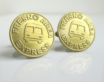 BIRMINGHAM AL Transit Token Cuff Links Repurposed Vintage