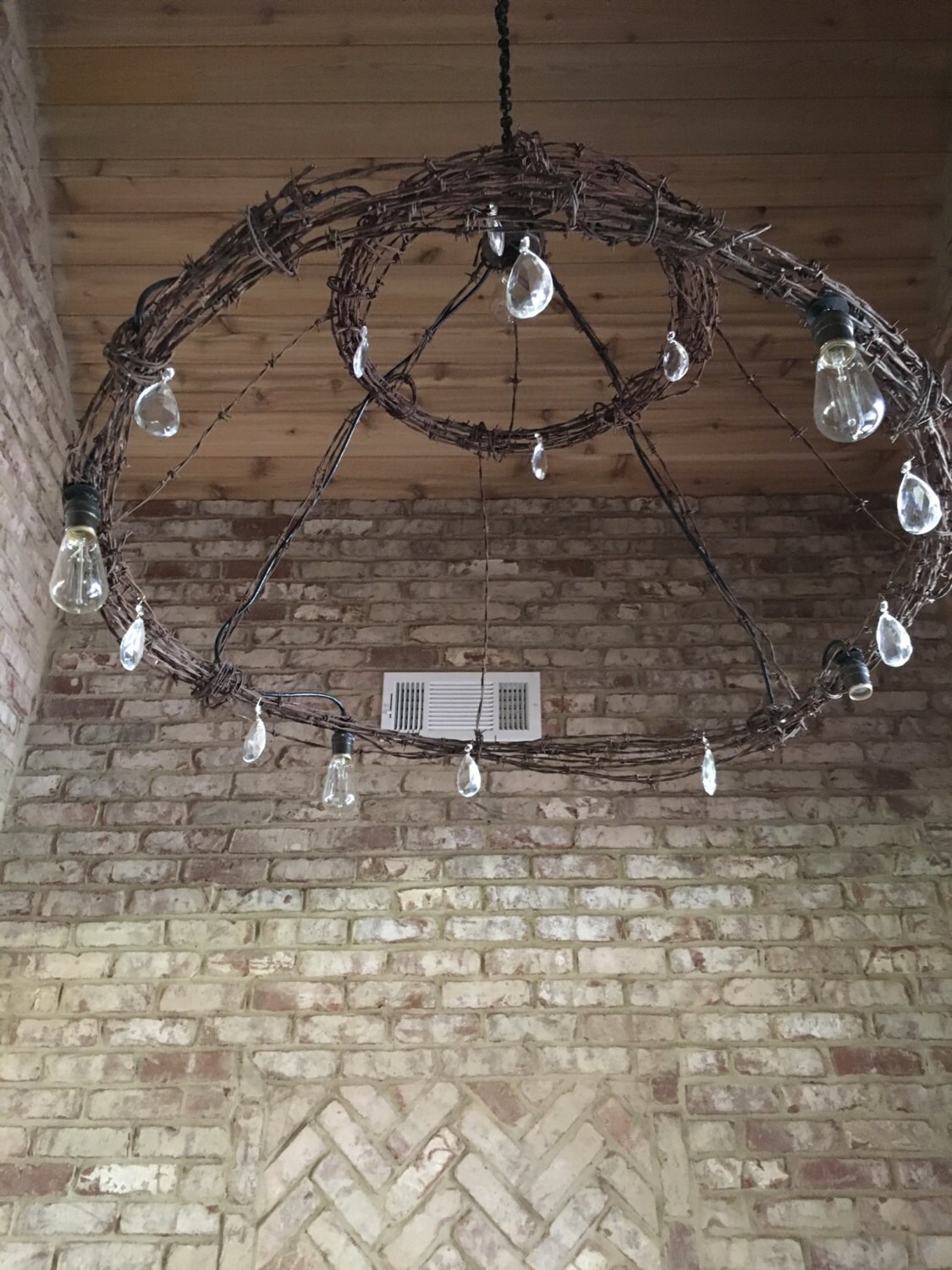 Barbed wire chandelier light fixture