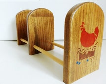 Vintage Country Chicken Wooden Adjustable Book Rack