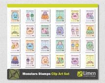 Unique monster stamps related items | Etsy