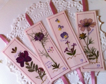 Rose Bookmarks laminated pressed flower by PatsysPressedFlowers