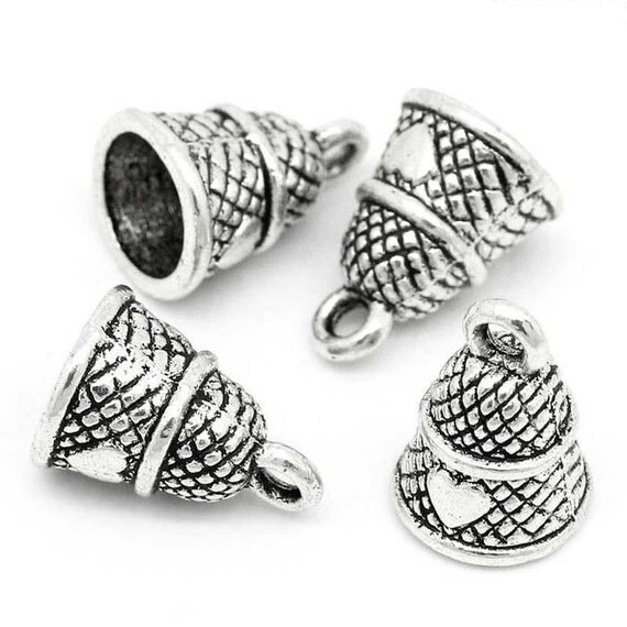 10 Thimble Charms in Silver Tone C2286 by CharmEmporium on Etsy