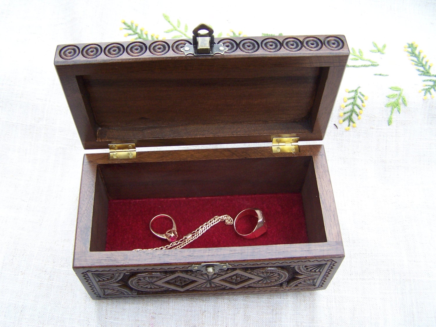 Wooden jewelry box Ring box Wooden box Wood carving Wood box