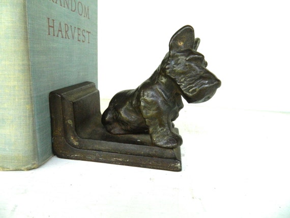 Vintage Scottie Dog Bookend Cast Iron Littco by alwaysmaybevintage