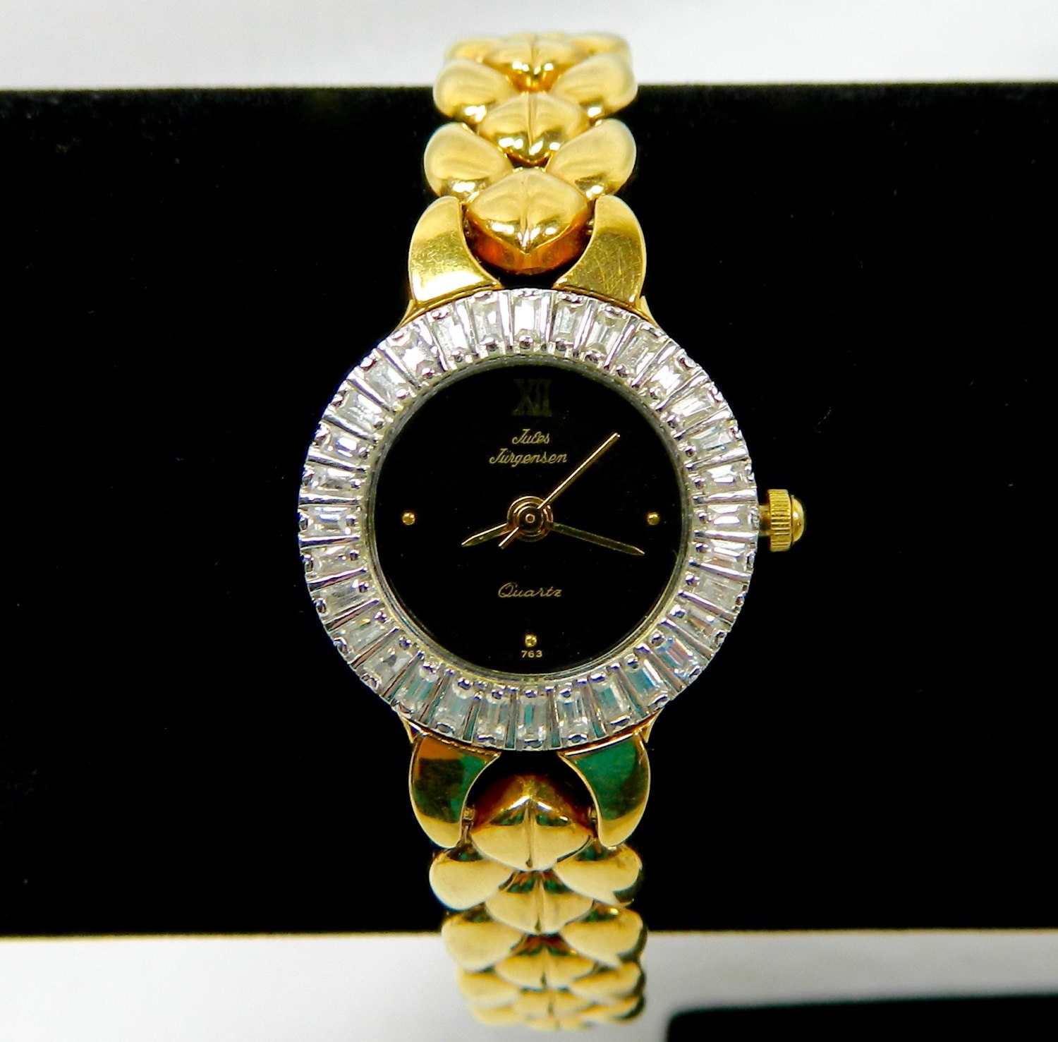 GORGEOUS Jules Jurgensen ladies quartz watch Diamante dress watch gold ...