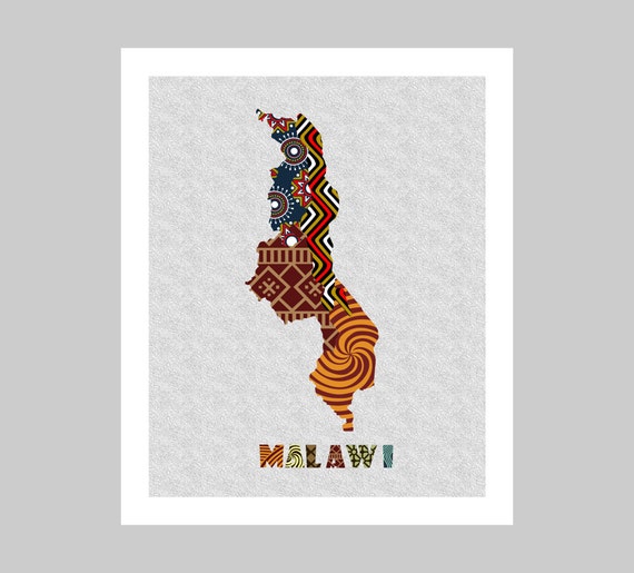 Malawi Map Art Print Wall Decor Malawi Poster Lilongwe