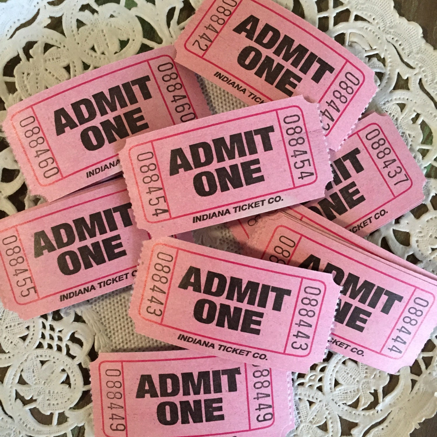 Raffle Tickets / 50 PINK ADMIT ONE Vintage Carnival Festival