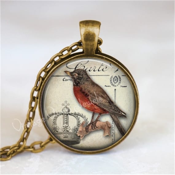ROBIN Necklace Robin Jewelry Robin Pendant Robin Charm Red