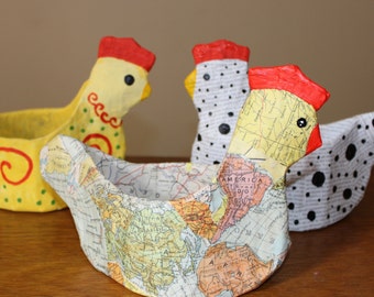 Paper mache chickens | Etsy