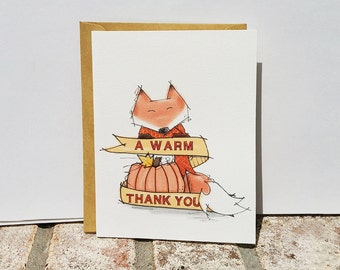 Fox thank you card | Etsy