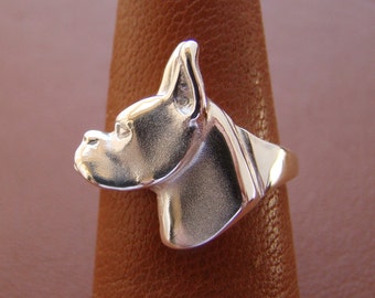 Small Sterling Silver Rottweiler Head Study Ring by BestK9buds