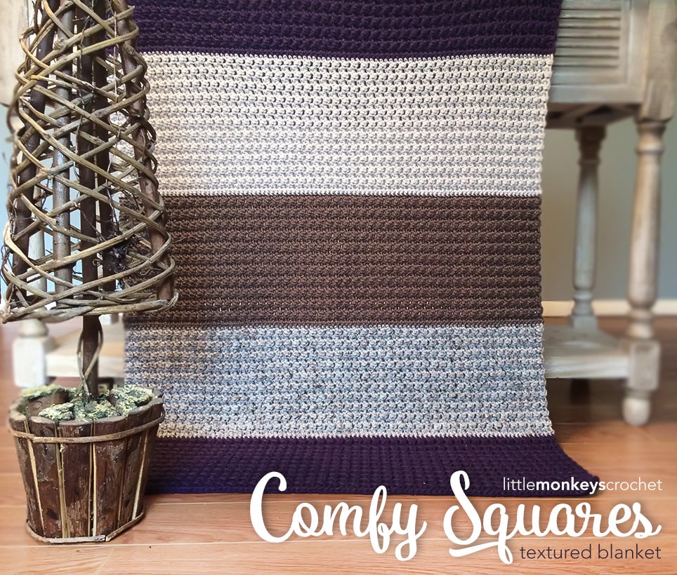 Crochet Blanket Afghan Pattern Comfy Squares Textured Blanket