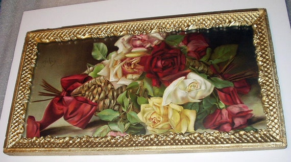 Roses In Wicker Basket 1895 Artist Janus by DreamsFromYesterday