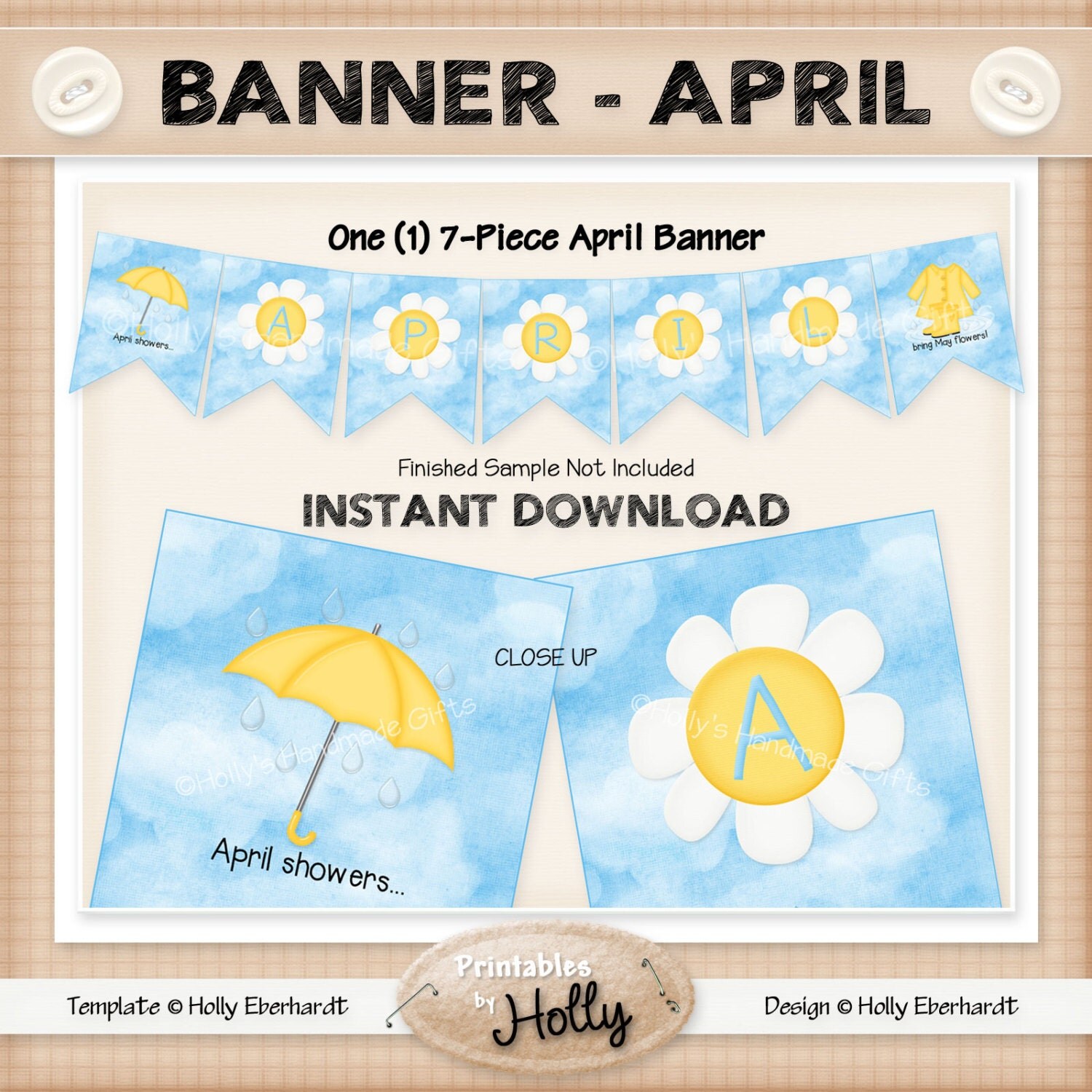 Banner April Spring Instant Download by HollysHandmadeGifts