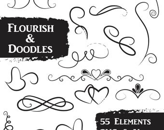 Chalkboard Clip Art Flourish and Doodles Clipart Set