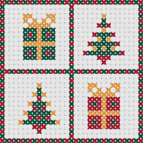 Cross Stitch Christmas cards: FOUR quick Christmas by MKDesignArt