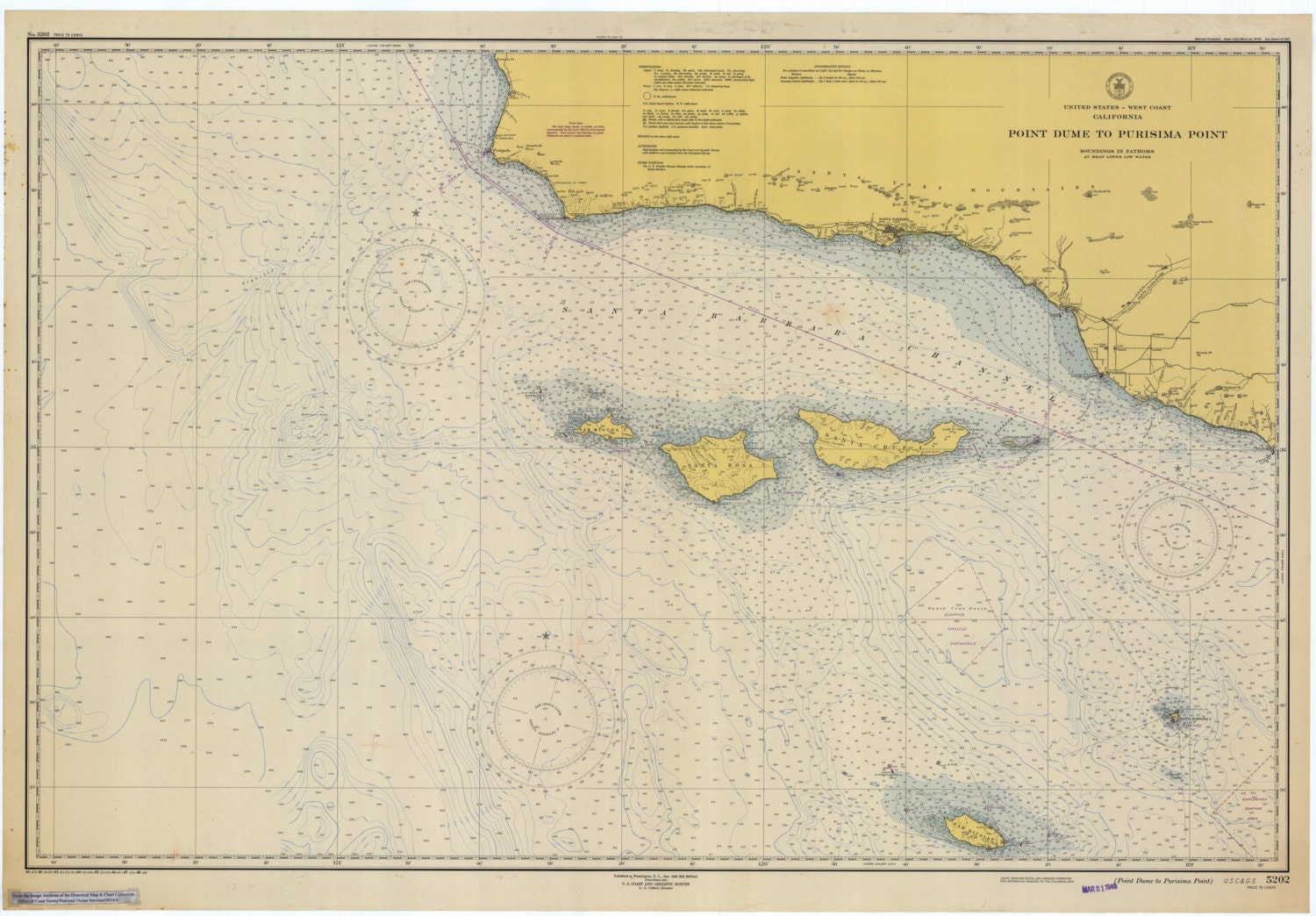 Point Conception to Point Sur 1941 Nautical Map by Oldmap