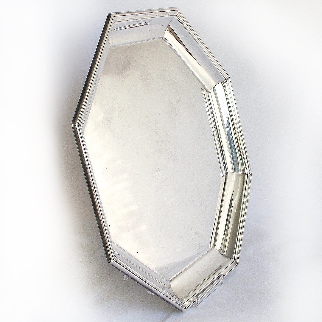 Silver Plated Salver Serving Tray – 8 sided Octagon – Drinks Tray ...