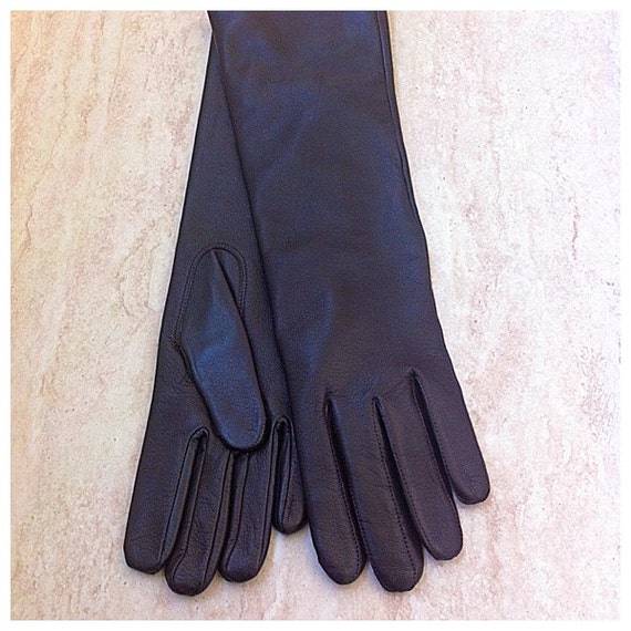 Women's elegant and classic long leather gloves- warm and super soft ...