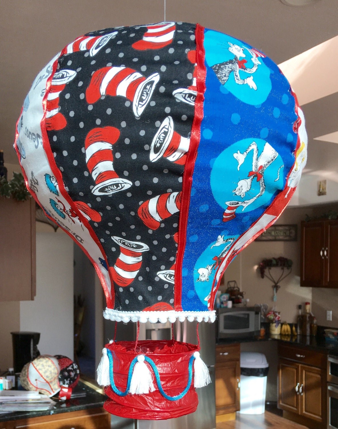 Dr Seuss cat in the Hat hot air balloon. Great party