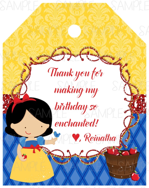 Printable Snow White inspired favor tags