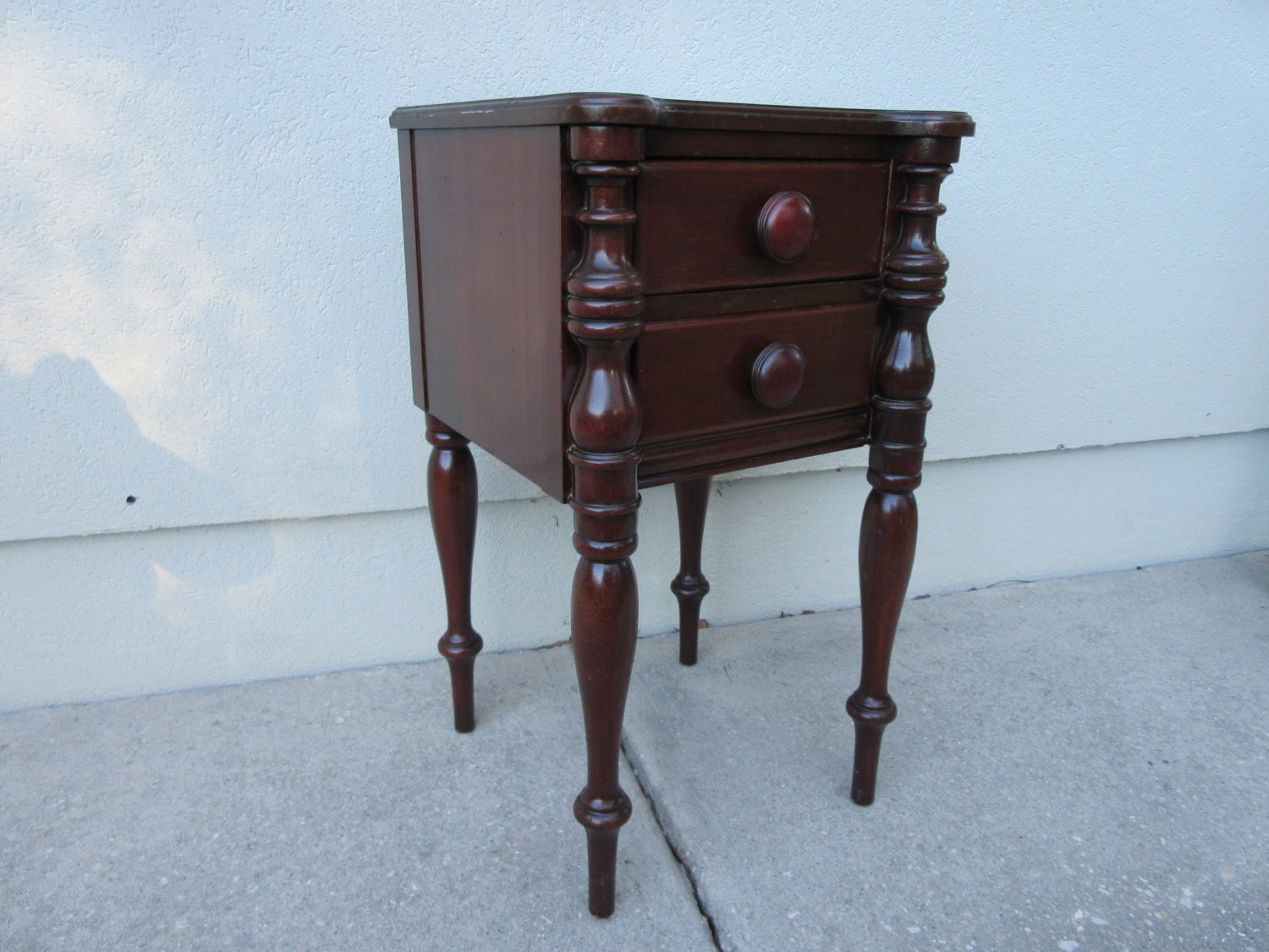 Vintage,very heavy,square,side table,night stand,with two drawers,solid ...