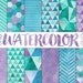 Watercolor Digital Paper / Purple Geometric Watercolor Paper