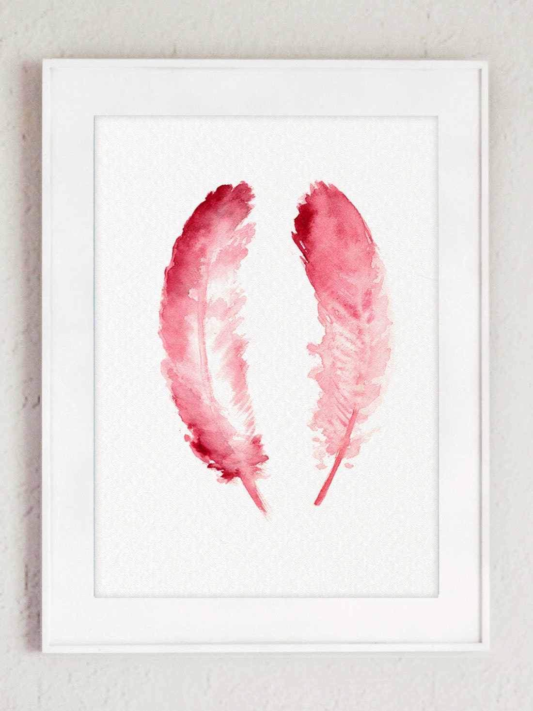Pink Feathers Art Print Nursery Watercolor by ColorWatercolor
