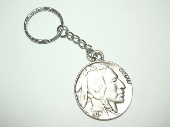 Buffalo Head Nickel Pendant Keychain Buffalo Key Ring Indian