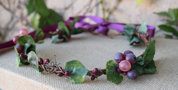 Items similar to Grape Vineyard Flower Crown - grapevine crown adorned ...
