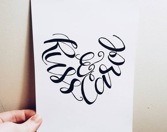 Calligraphy heart | Etsy