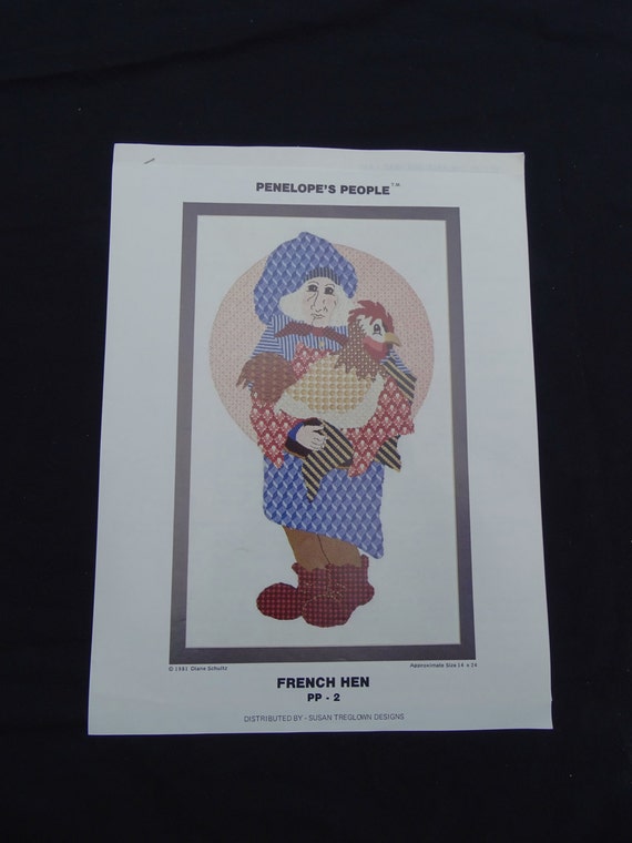 Vintage Penelope's People French Hen embroidery kit FREE