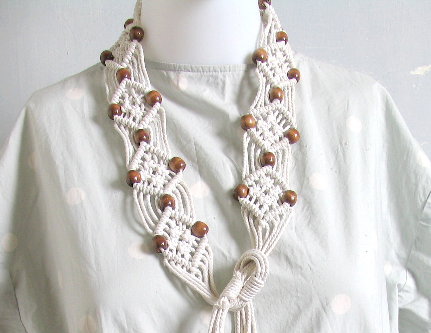 Vintage Handcrafted Hippie Hemp Belt With Wooden Bead Bohemian Belt ...