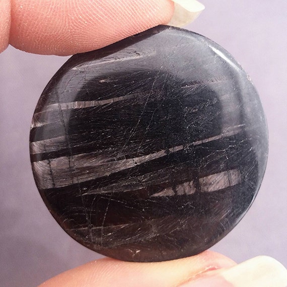 Hypersthene Black Shimmer 35mm Medallion Coin Disc Pendant
