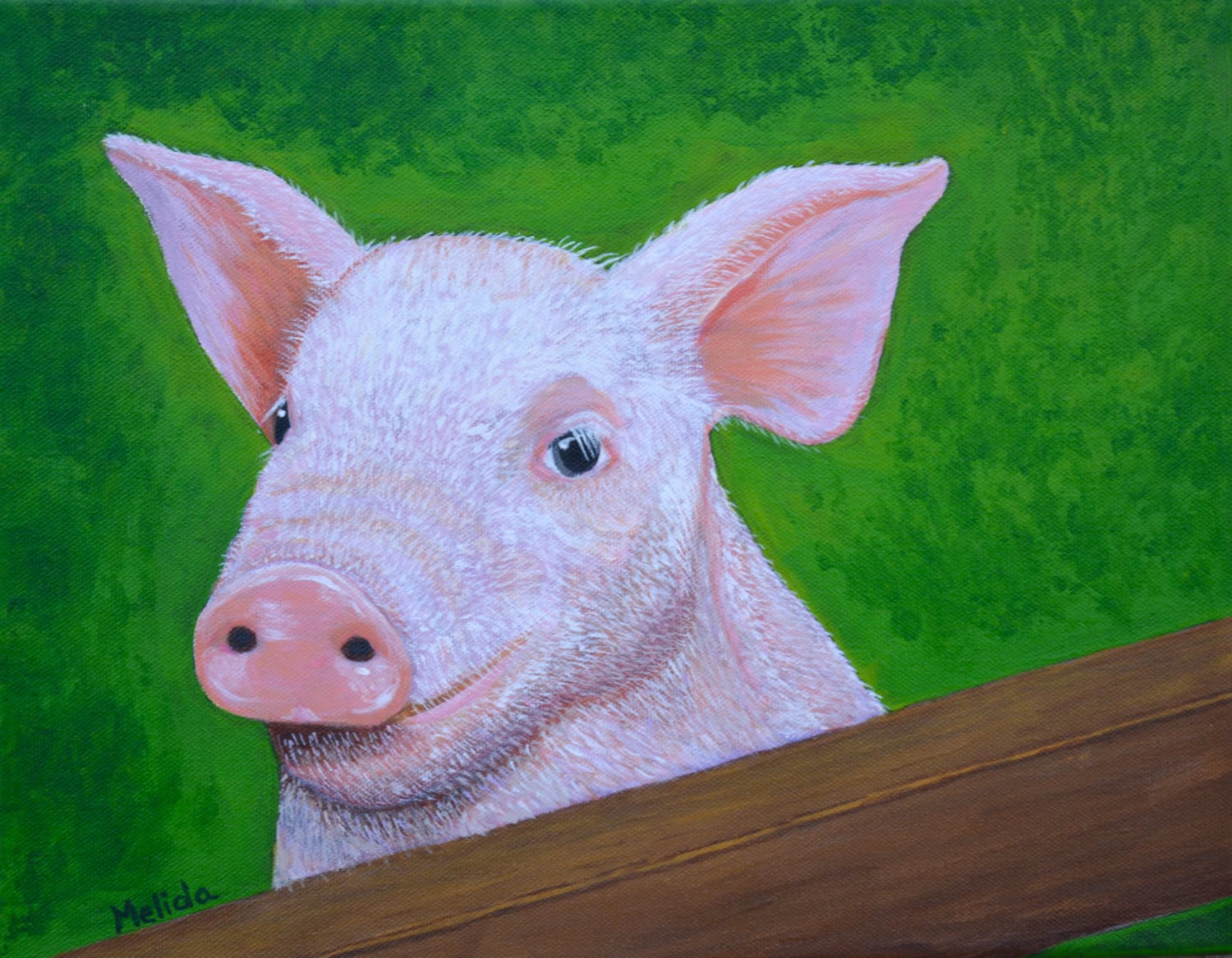 Original Pig Painting Pig Art Piglet Acrylic Kitchen