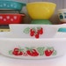Rare Agee Pyrex Strawberry dish Australian Crown Pyrex open