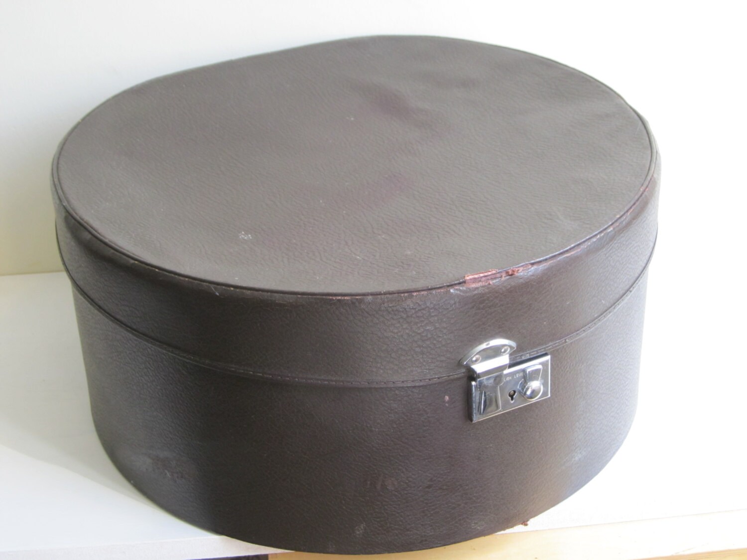 Big Brown Hat box, Faux Leather canvas hat headwear storage box, travel ...