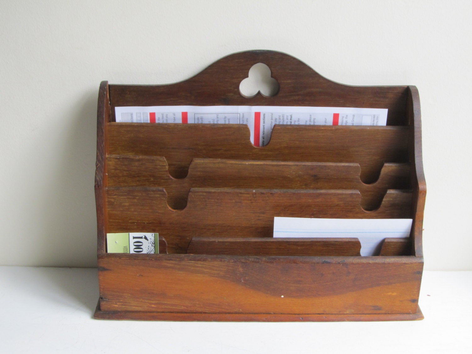 antique wooden letter rack, vintage office administration organisation ...