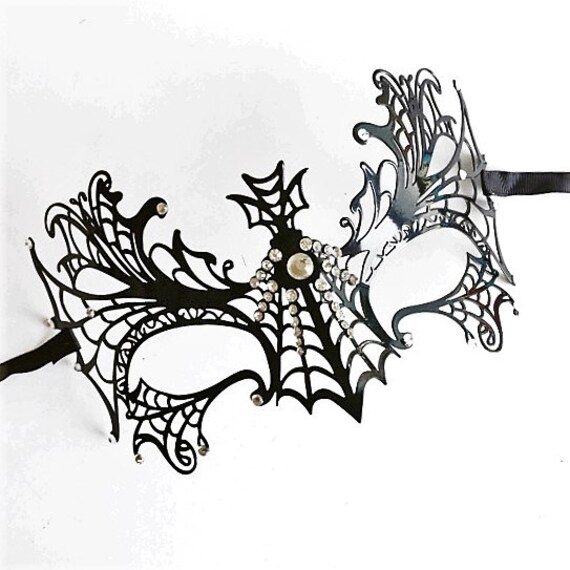 Spider Web Mask for Women Rhinestone embellished Metal Mask
