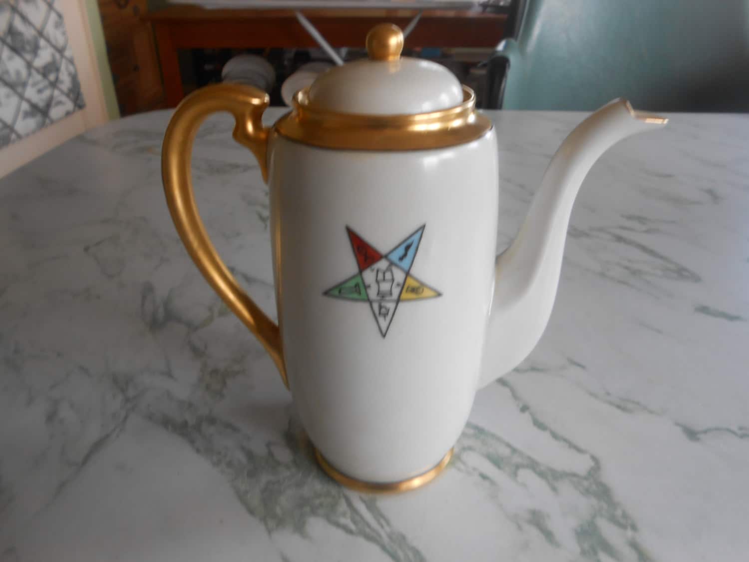 Order of Eastern Star vintage china or porcelain Coffee or Teapot, hand ...