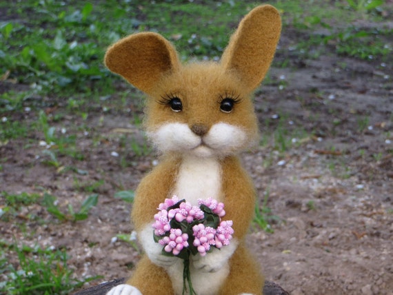 Needle Felted Rabbit. Rabbit.Soft Sculpture. Felted Rabbit.