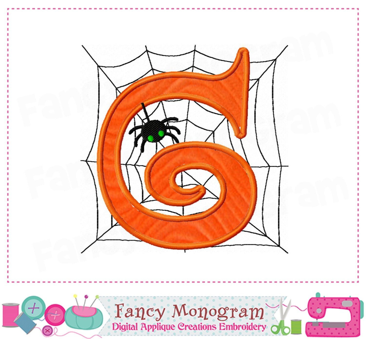 Spider Number 6 appliqueHalloween Number 6 appliqueBirthday