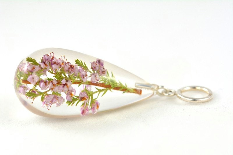 Real Heather Pendant Natural Heather Necklace Heather