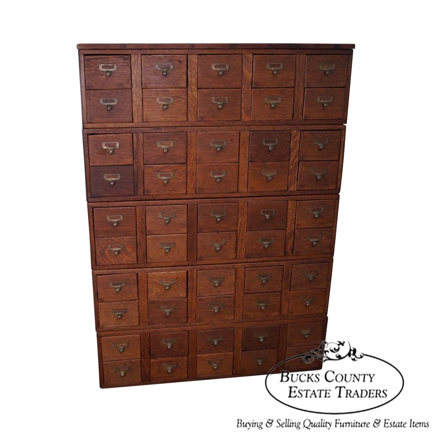 Antique Oak 50 Drawer 5 Section Library File Cabinet – Haute Juice